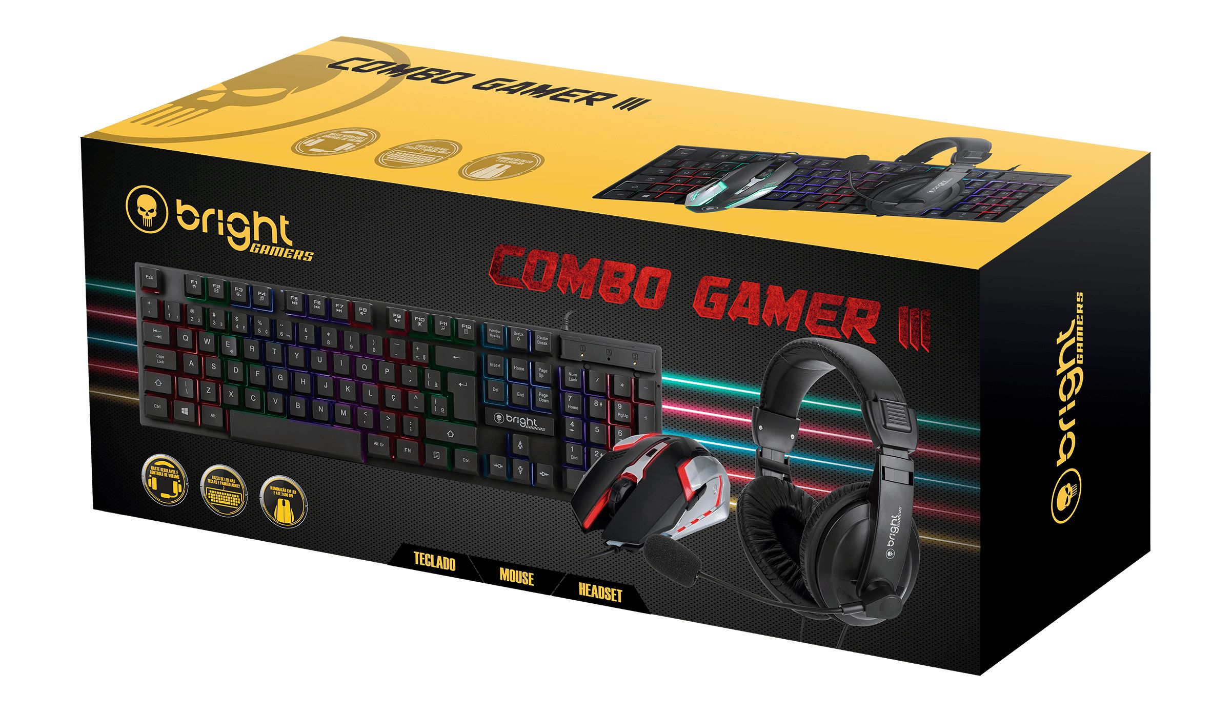 COMBO BRIGHT GAMER 543 TECLADO + MOUSE + HEADSET - JOÃO BARONI INFORMÁTICA